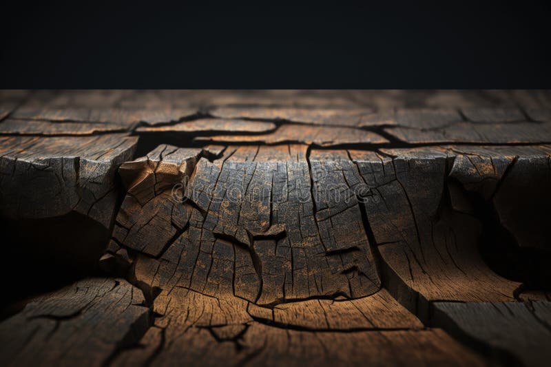 An Old Wood Background with a Cracked Hole, Table for Presentations ...