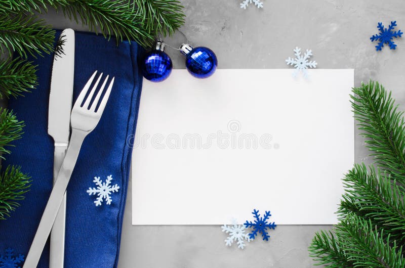 Background for Writing the Christmas Menu. Winter Table Setting Stock ...