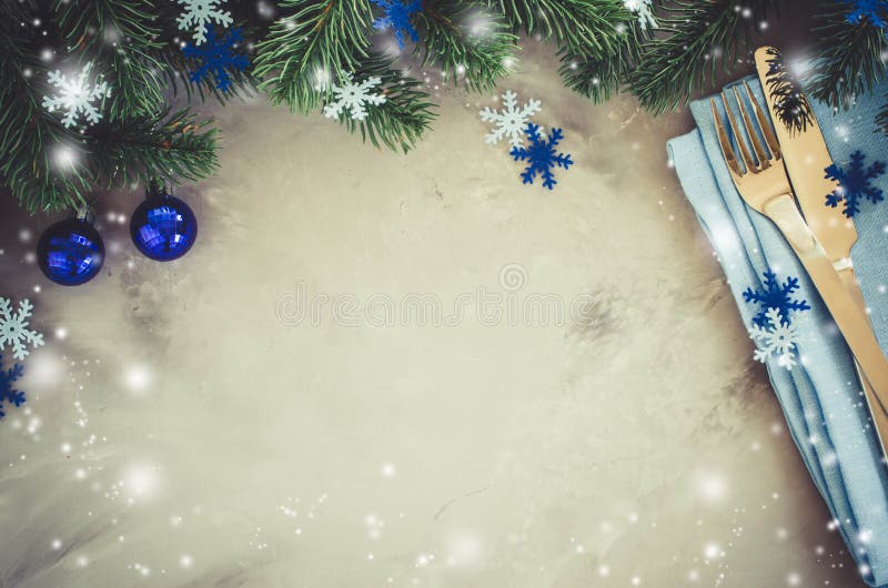 Background for Writing the Christmas Menu. Winter Table Setting Stock ...