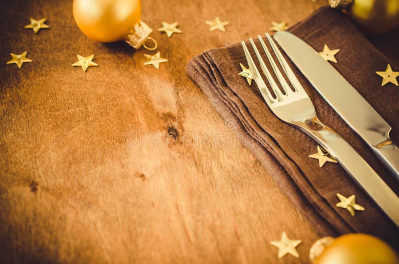 Background for Writing the Christmas Menu. Winter Table Setting Stock ...