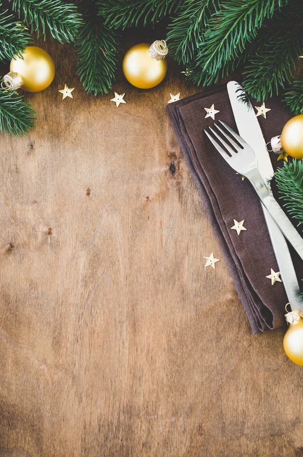 Background for Writing the Christmas Menu. Winter Table Setting Stock ...