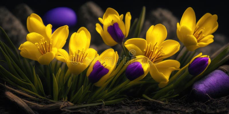 Background of Yellow Crocuses Closeup Stock Illustration - Illustration ...