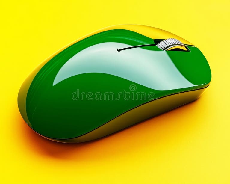 The Background is Yellow and Features a Green Wireless Computer Mouse ...