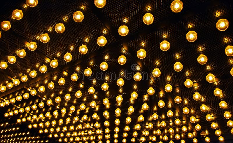 Background of Yellow Light Bulbs Stock Image - Image of pattern ...