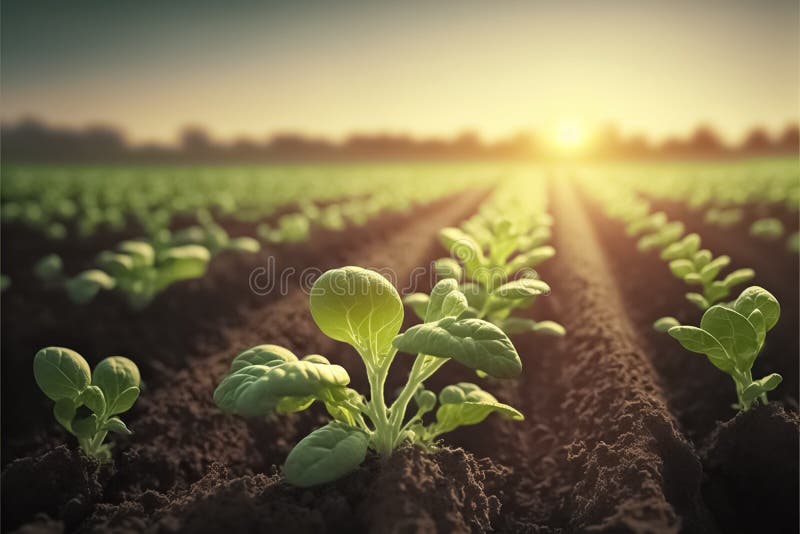 Background of Young Cabbage Plantations Grow in the Field. Vegetable ...