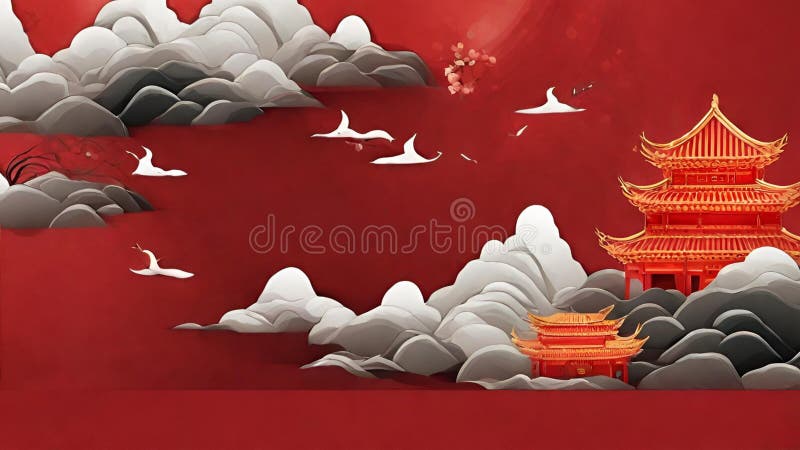 Abstract Chinese Theme Background with Realistic Photography and High ...