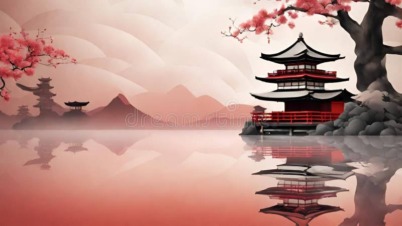 Abstract Japanese Theme Background with Realistic Photography and High ...