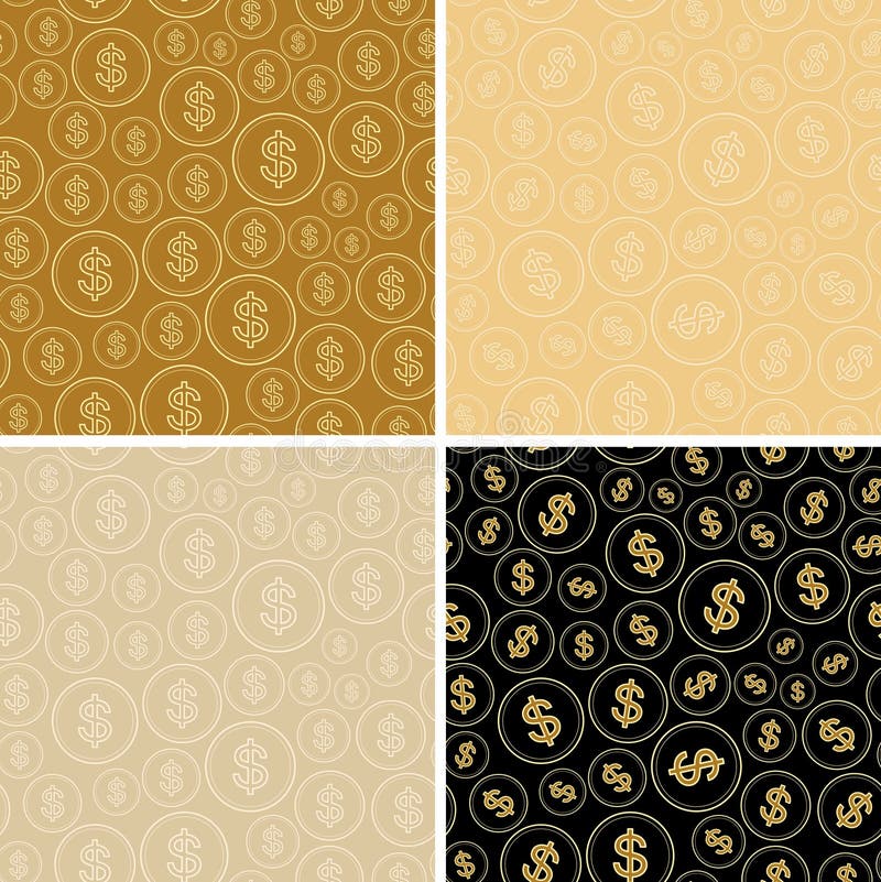 Backgrounds with Dollars - Vector Dollar Seamles Patterns Stock Vector - Illustration of coffers ...