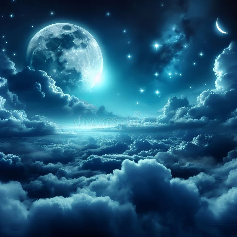 Backgrounds Night Sky with Stars and Moon and Clouds. Stock Photo ...