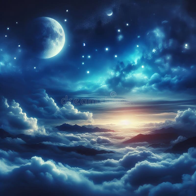 Backgrounds Night Sky with Stars and Moon and Clouds. Stock Image - Image of light, moon: 322097777