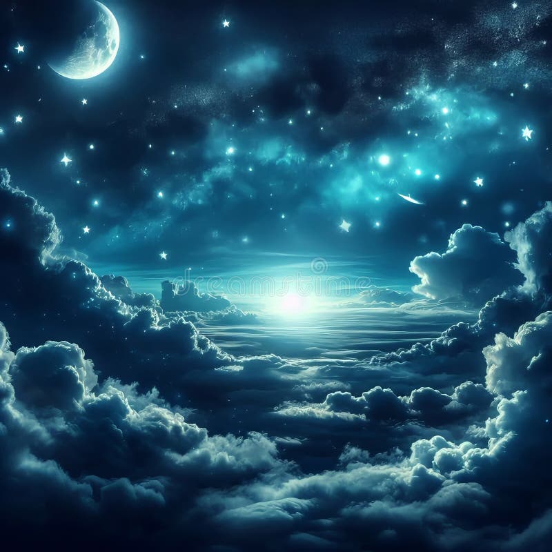 Backgrounds Night Sky with Stars and Moon and Clouds. Stock Image ...