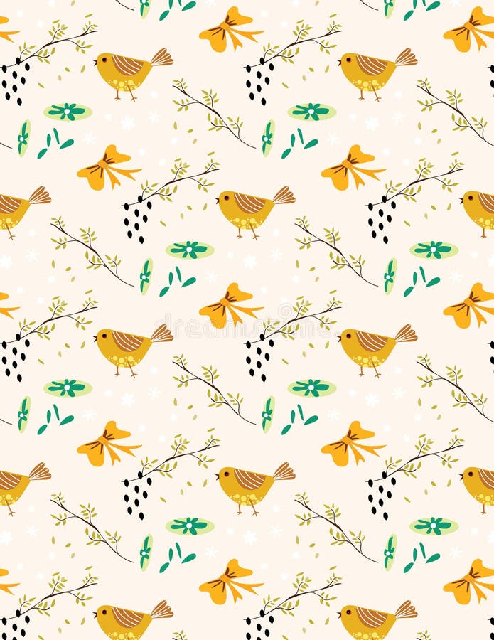 Bird and tree patterns stock vector. Illustration of element - 116698349