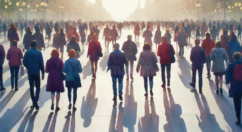 Backgrounds Walking Crowd Togetherness Stock Illustration ...
