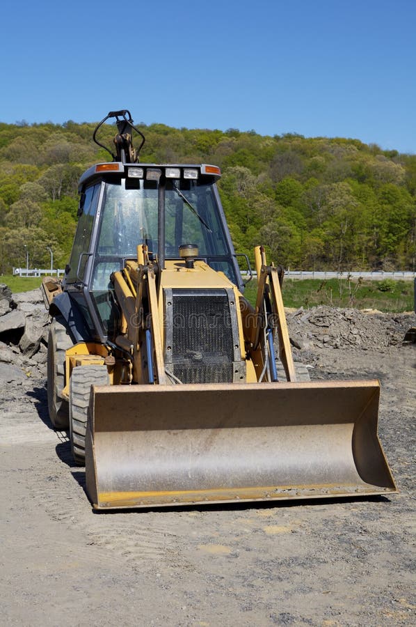 Excavator Loader Backhoe Digger at Road Construction Site Stock Photo ...