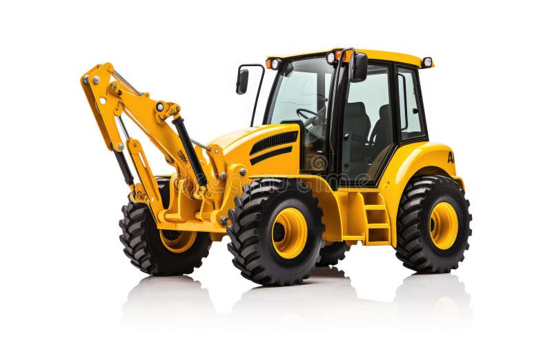 Backhoe Alone in Action on White Background Stock Illustration ...