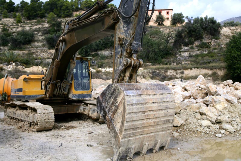 Backhoe Bulldozer Working Hard Stock Image - Image of earth, backhoe ...