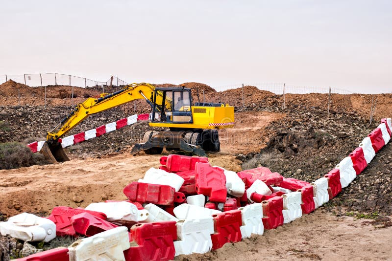 Backhoe Digging in Dust Close Up Stock Photo - Image of action, site ...