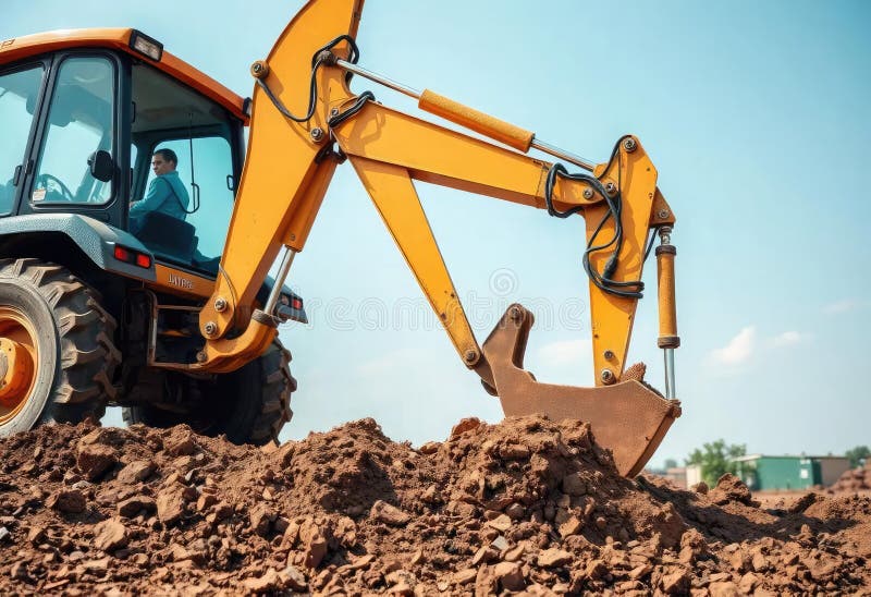 Backhoe Digging Soil for Earthwork and Construction Stock Photo - Image ...