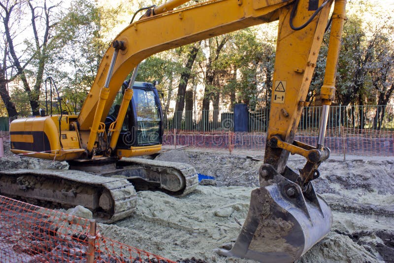 Backhoe Does Roadworks Stock Photos - Free & Royalty-Free Stock Photos ...