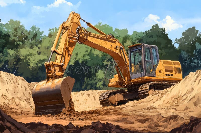 Backhoe Excavating Soil To Create a Strong Foundation at an Active ...