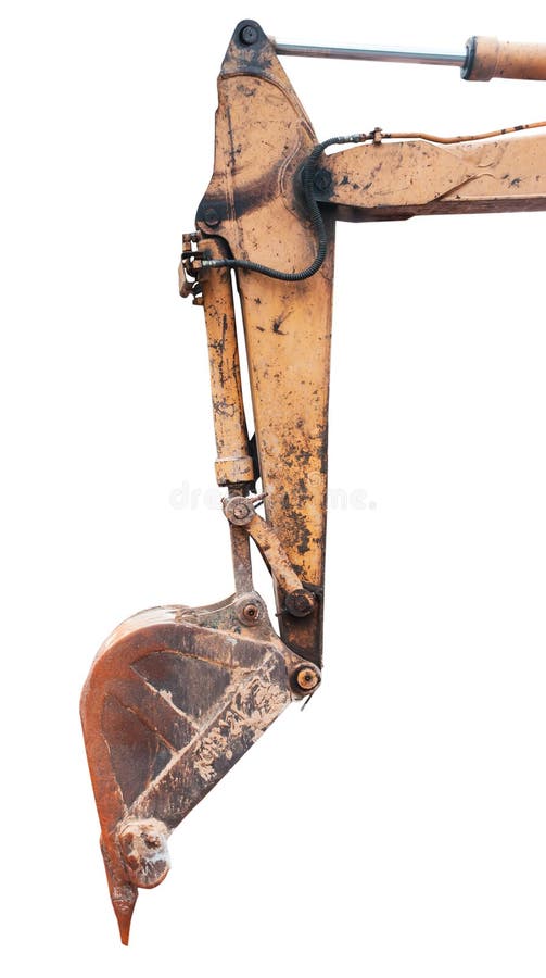 Backhoe Excavator Bucket Side View Isolated White Stock Photos - Free ...