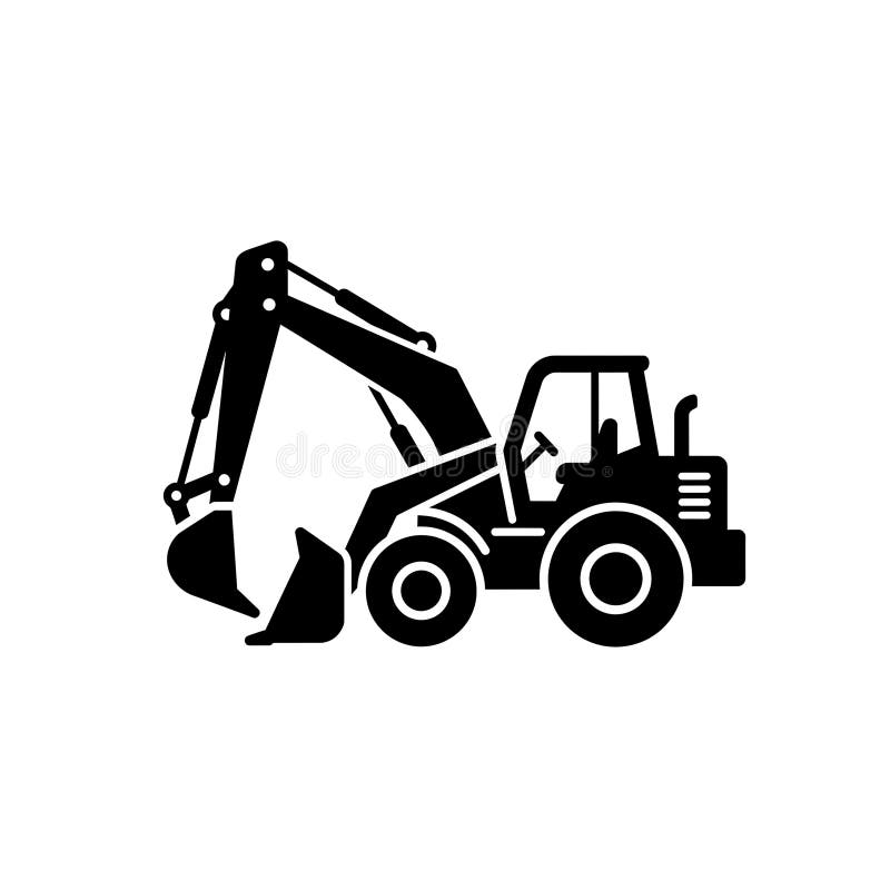 Backhoe Illustration Black Silhouette Stock Illustration - Illustration ...