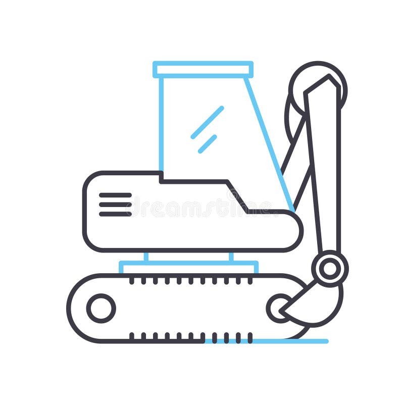 Backhoe Line Icon, Outline Symbol, Vector Illustration, Concept Sign ...