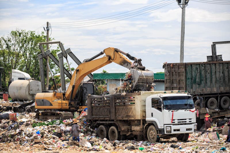 Backhoe load garbage stock image. Image of trucking, transportation ...