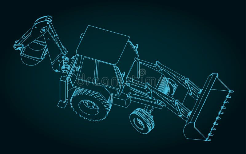 Backhoe Blueprint Stock Illustrations – 225 Backhoe Blueprint Stock ...