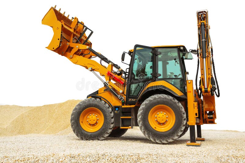 Backhoe Loader or Bulldozer - Excavator Isolated with Clipping Path ...