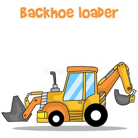 Backhoe Loader Cartoon Vector Art Stock Vector - Illustration of vector ...