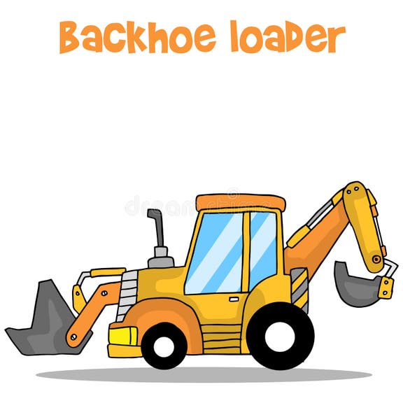 Backhoe Loader Cartoon Vector Art Stock Vector - Illustration of vector ...