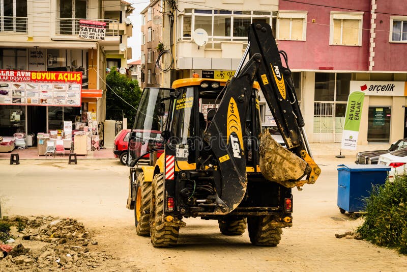 Backhoe Loader in Construction Area Editorial Image - Image of felly ...