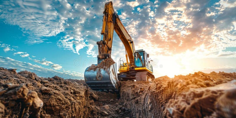 Backhoe Loader on a Construction Site, Construction of a Road or ...