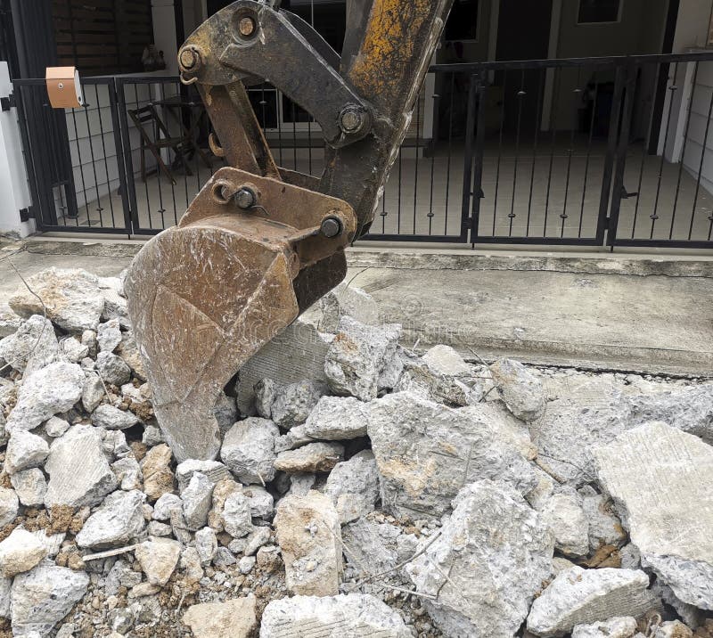 Backhoe Loader Digger at Road Works Construction Editorial Stock Image ...