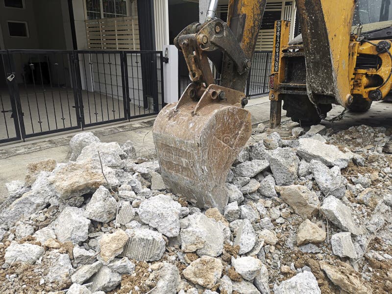 Backhoe Loader Digger at Road Works Construction Editorial Stock Image ...