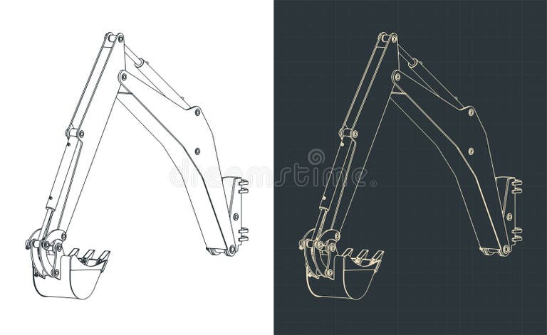 Backhoe loader drawings stock vector. Illustration of tractor - 261478975