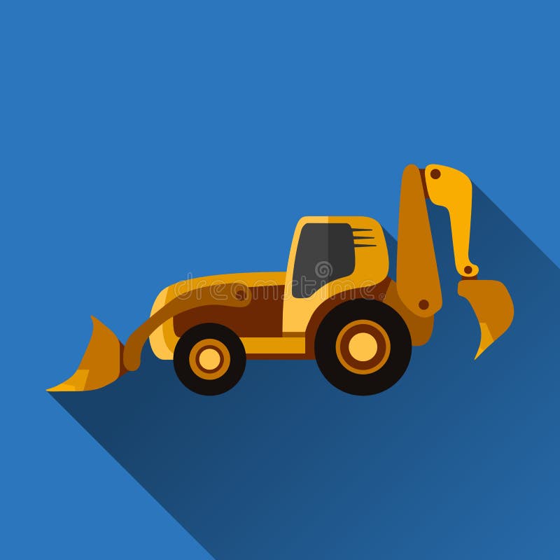 Backhoe loader flat icon stock vector. Illustration of excavate - 54726329