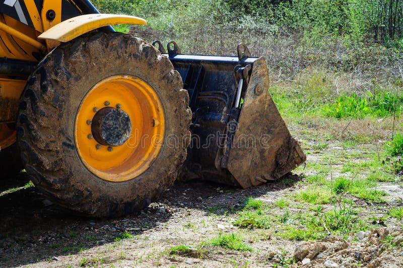 Backhoe Loader Front Detail Stock Photo - Image of load, caterpillar ...