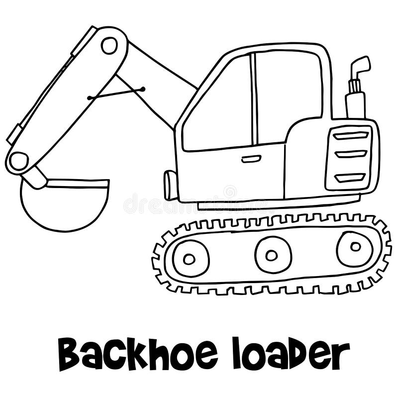 Backhoe Loader with Hand Draw Stock Vector - Illustration of concept ...