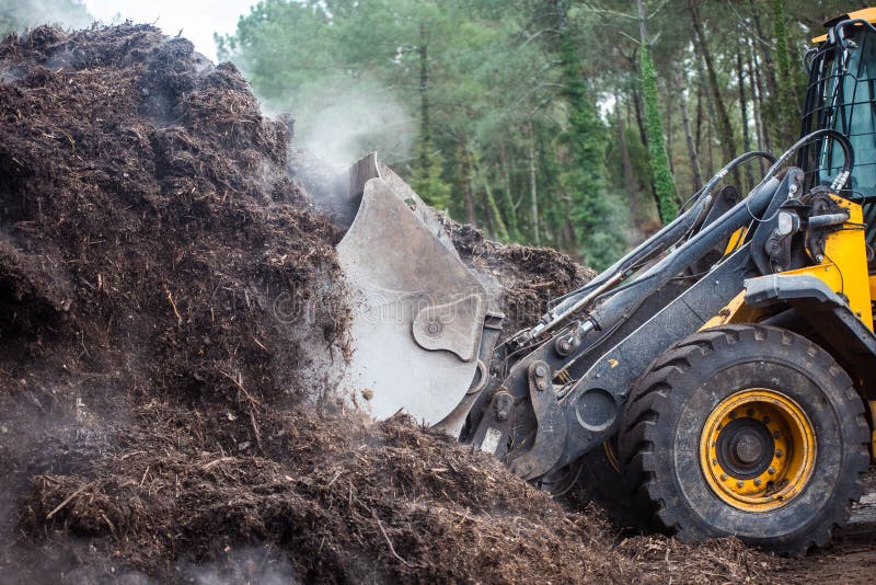 Backhoe Loader Handling Manure for Spreading Stock Photo - Image of ...
