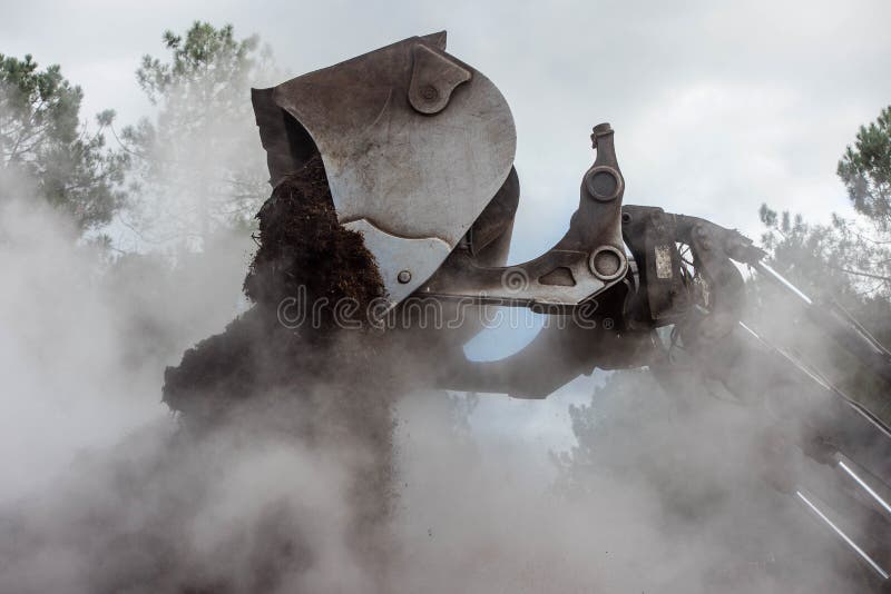 Backhoe Loader Handling Manure for Spreading Stock Image - Image of ...