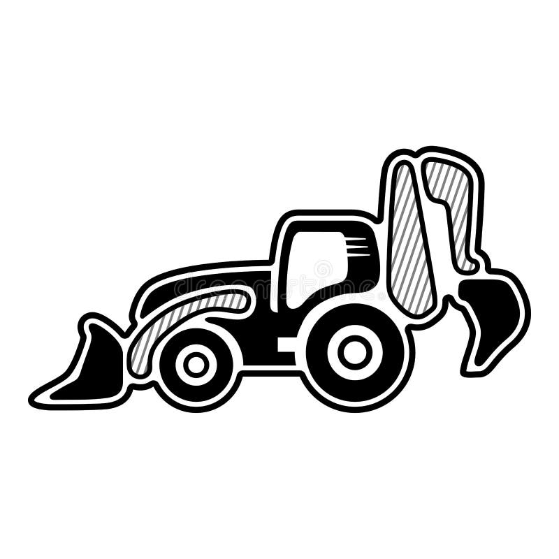 Outline of Backhoe Loader, Vector Illustration Stock Vector ... Outline of Backhoe Loader, Vector Illustration Stock Vector ...