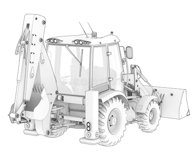 Backhoe Loader Isolated on Background. 3d Rendering - Illustration ...