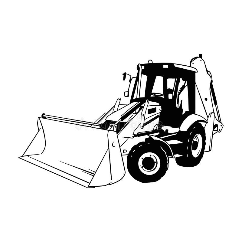 Backhoe Loader - Isolated on White Background. Vector Illustration ... Backhoe Loader - Isolated on White Background. Vector Illustration ...