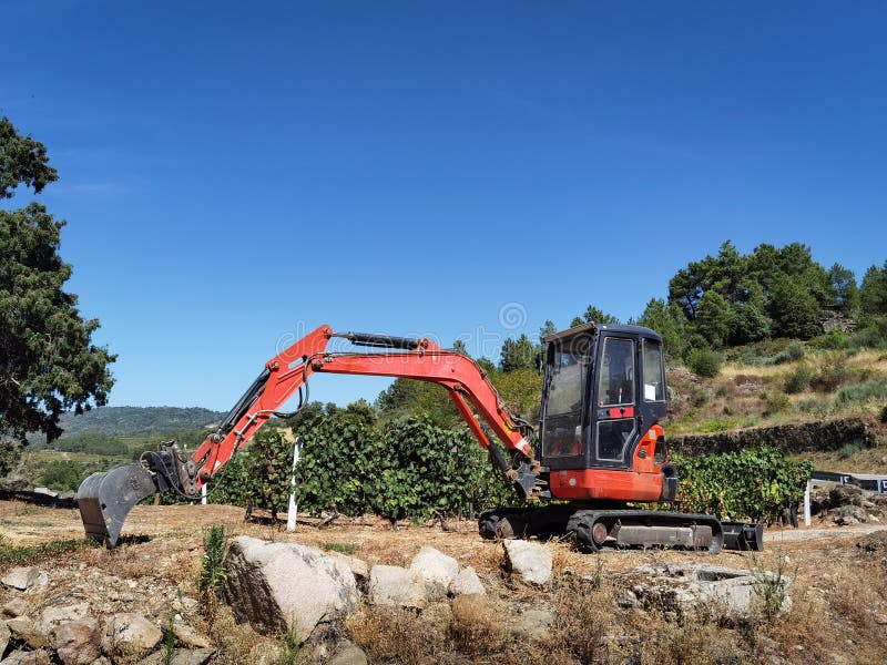 Backhoe on rural farm stock image. Image of caterpillar - 297433367