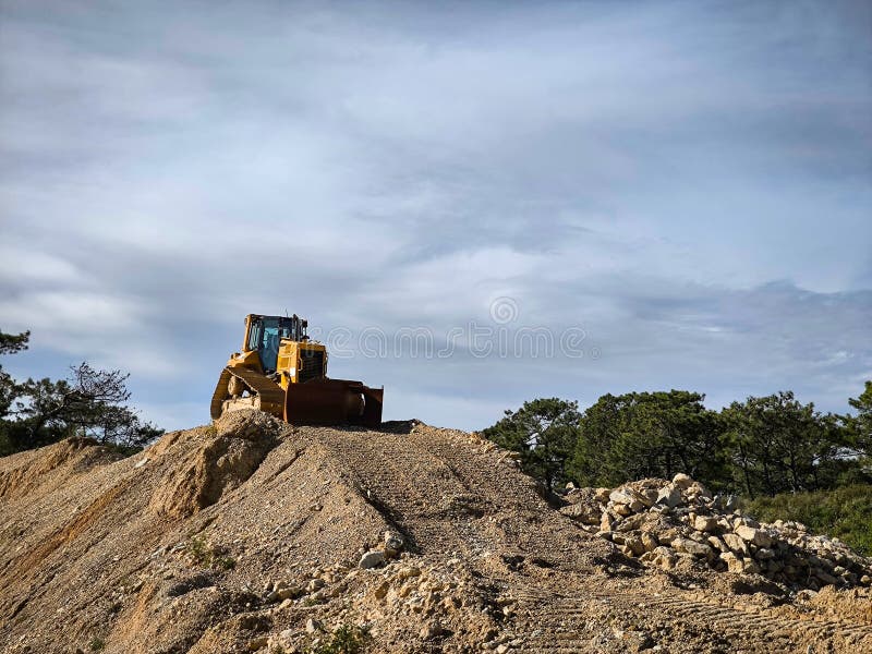 Backhoe Loader: New Road Construction Stock Photo - Image of retro ...