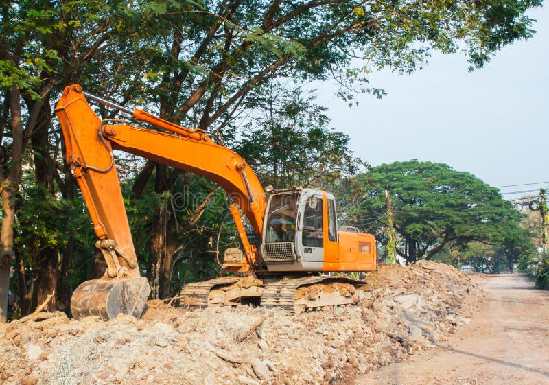 Backhoe loader stock image. Image of road, engineering - 50023057