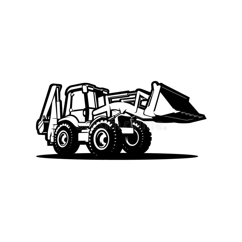Backhoe Loader Vector Art, Icon, Monochrome, Silhouette Isolated Stock ...