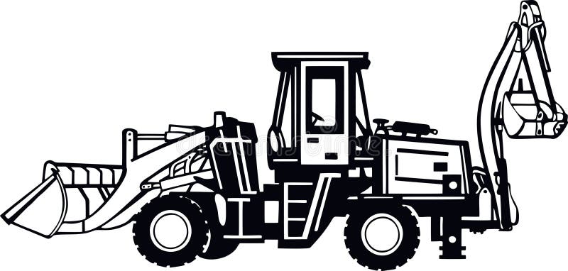 Backhoe Loader - Isolated on White Background. Vector Illustration ...